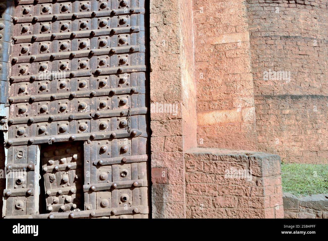 Partial view of the entrance gate of the Bidar fort, built by Sultan ...