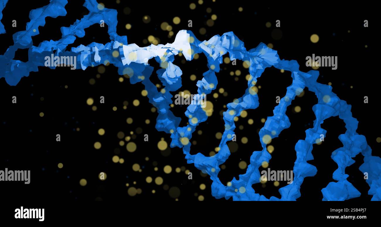 Image of dna strand over moving spots Stock Photo - Alamy