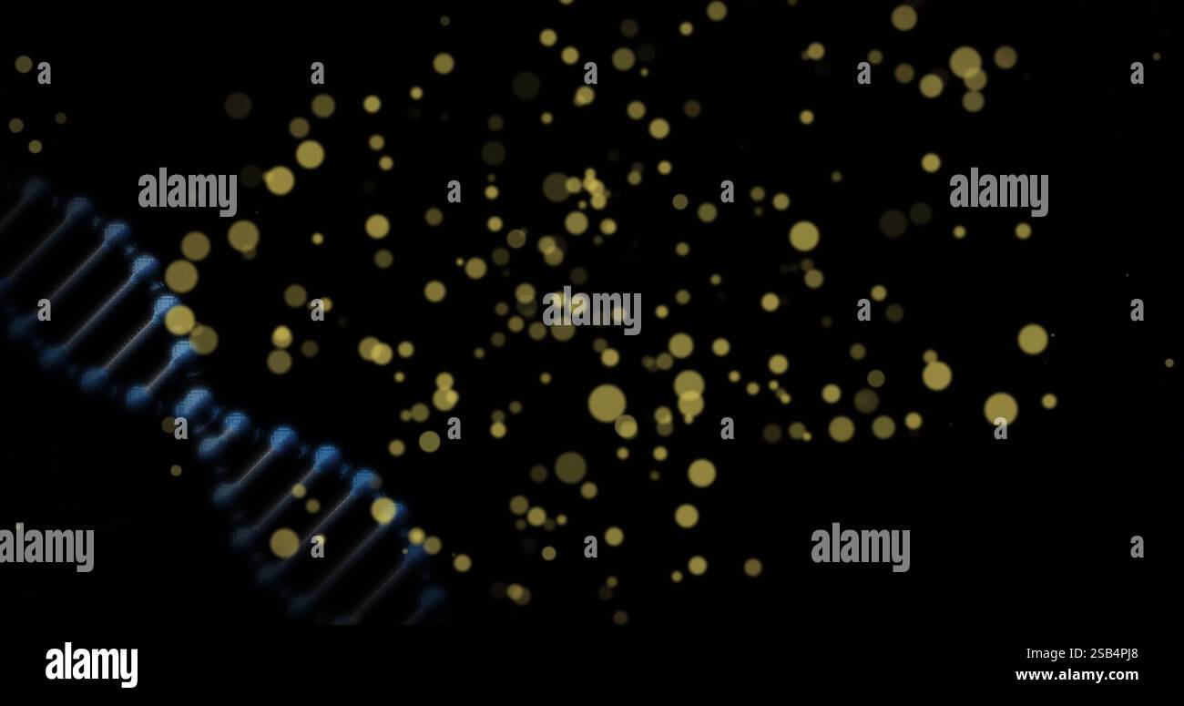 Image of dna strand over moving spots Stock Photo - Alamy