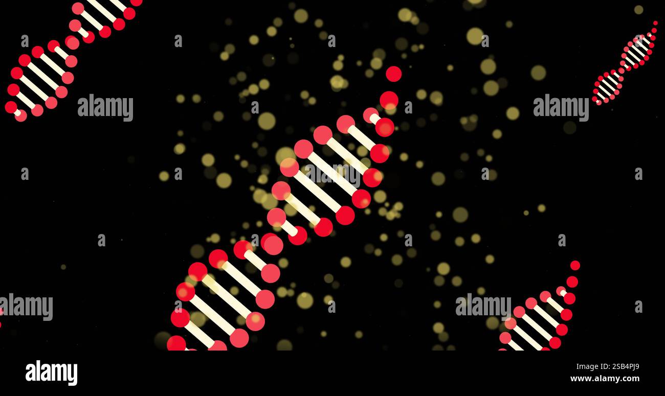 Image of dna strands over moving spots Stock Photo - Alamy