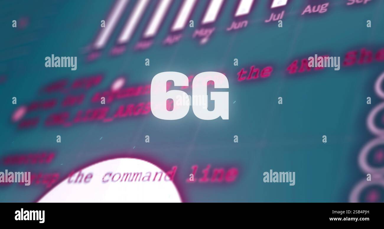 Image of network of connections over 6g text and diagrams Stock Photo ...