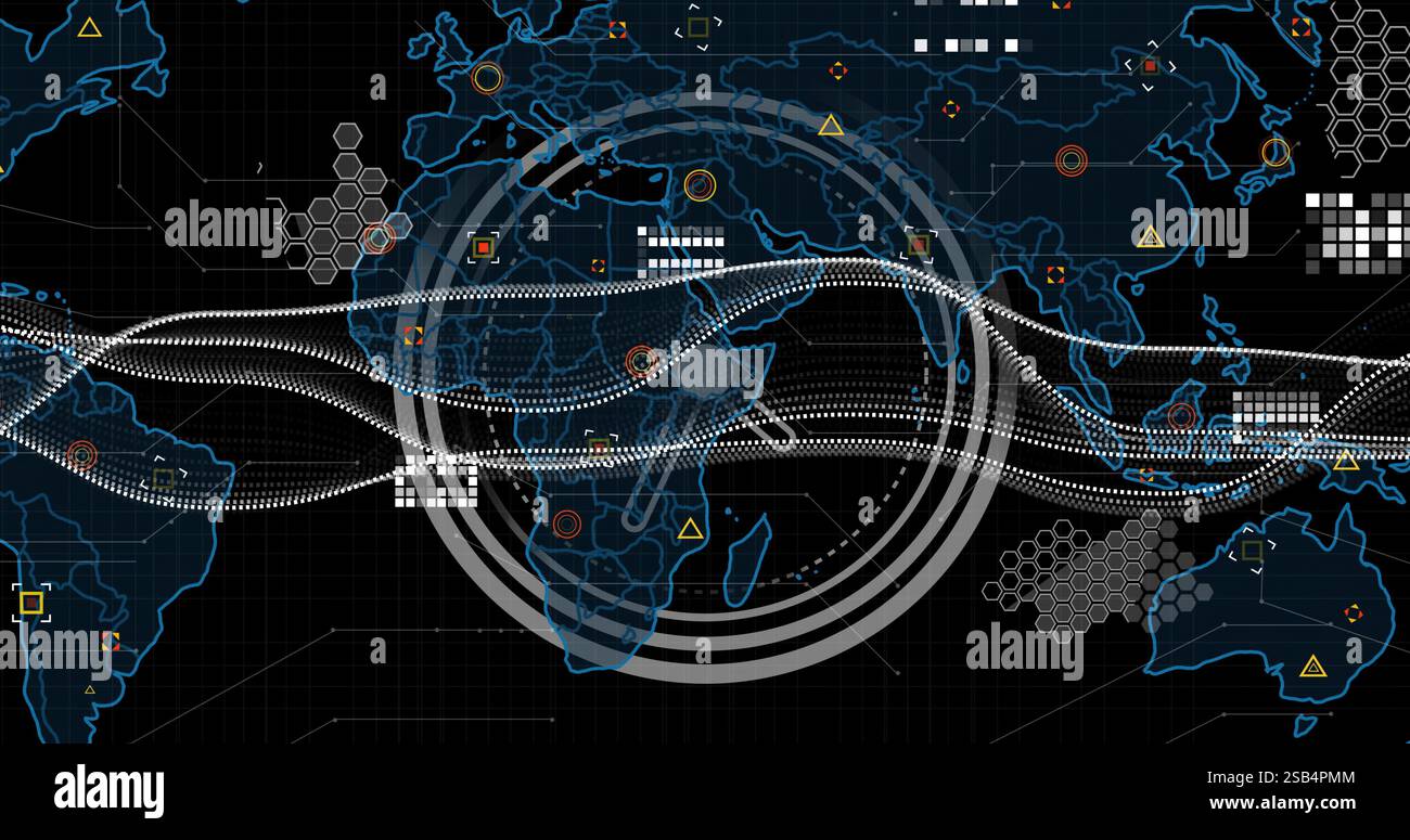 Image of digital data processing over world map Stock Photo - Alamy