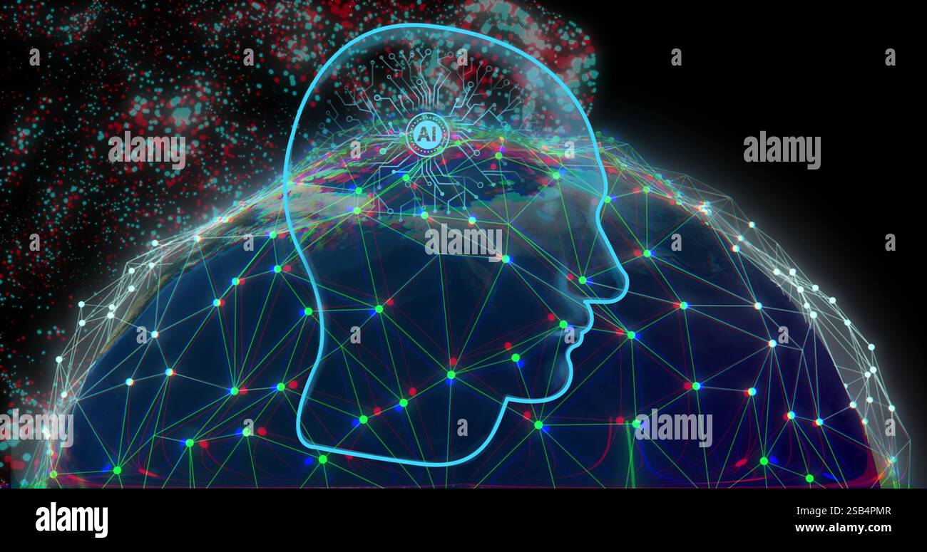AI brain and neural network connections image over digital landscape ...