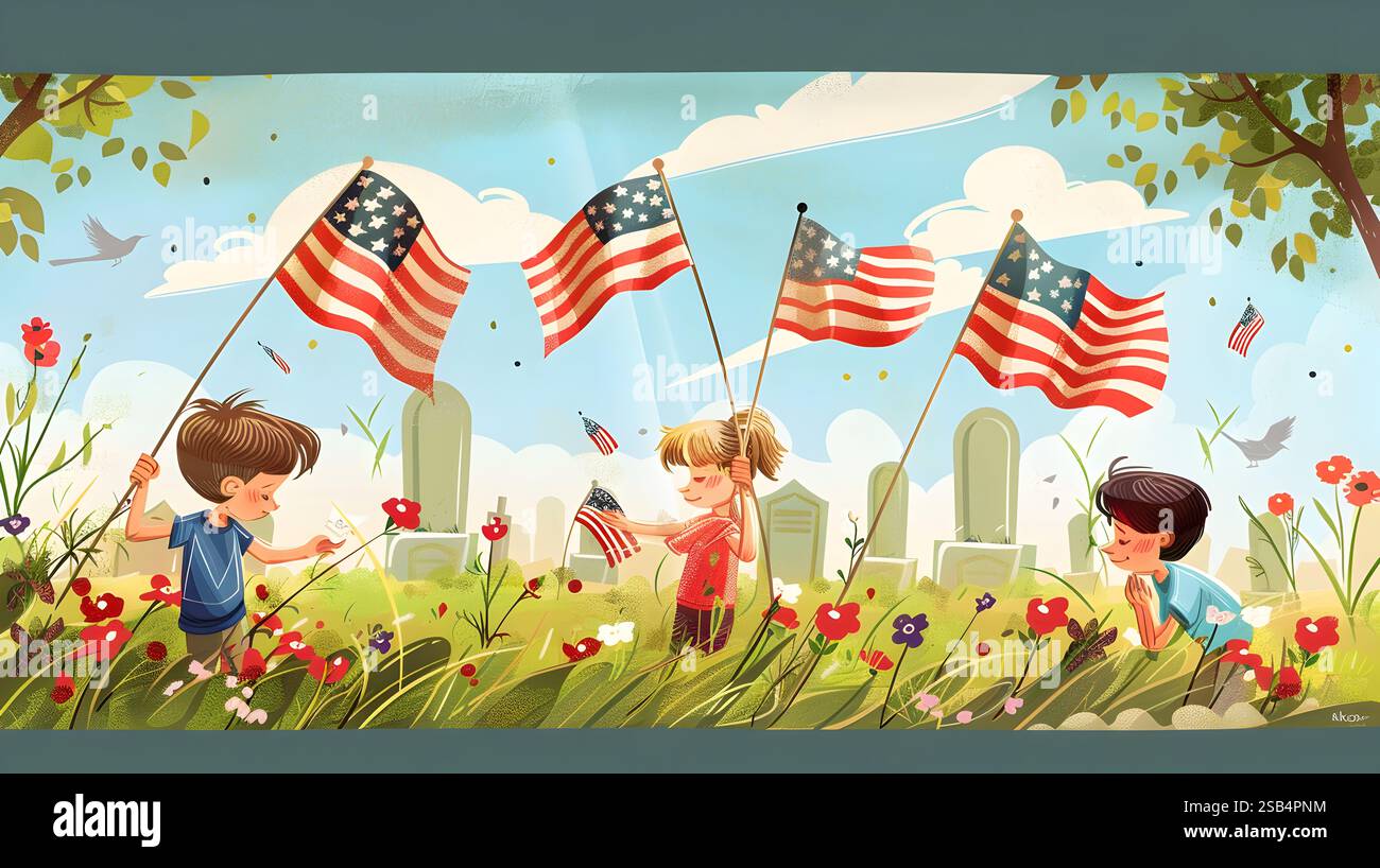 A heartwarming and image depicts children participating in a Memorial ...