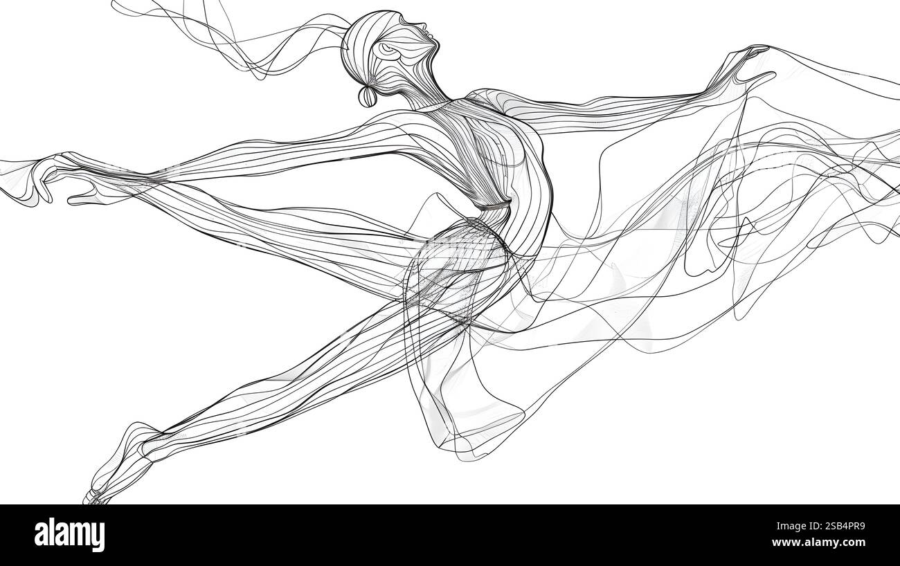 This dynamic, single-line captures the elegance and fluidity of a ...
