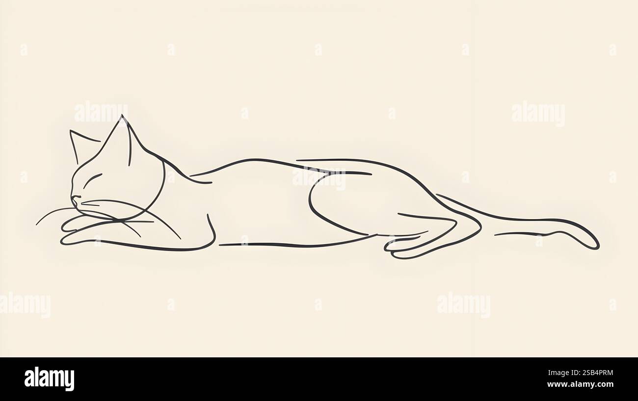This elegant depiction of a lounging cat is created with a single ...