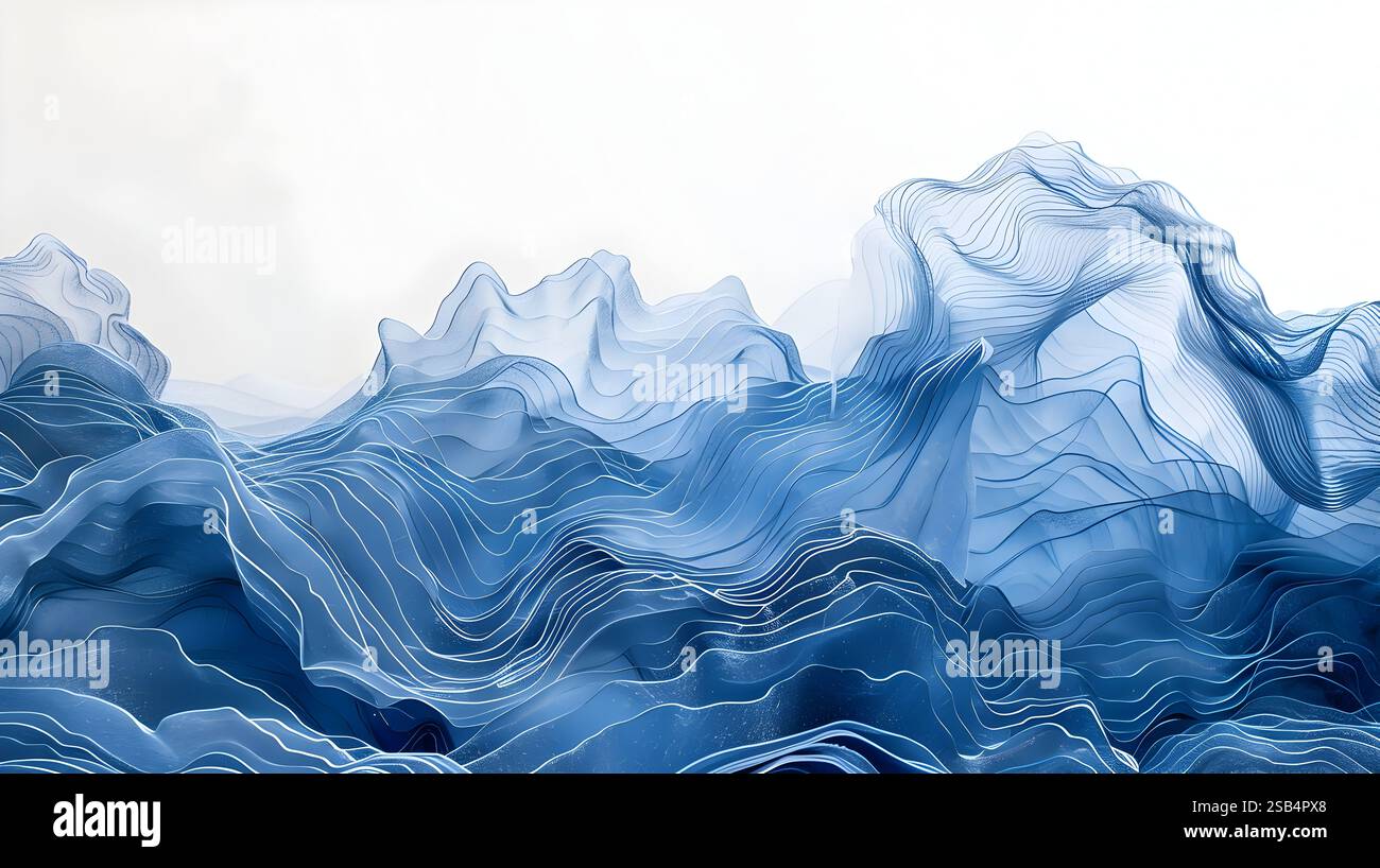 This captivating abstract artwork showcases an ocean wave, masterfully ...