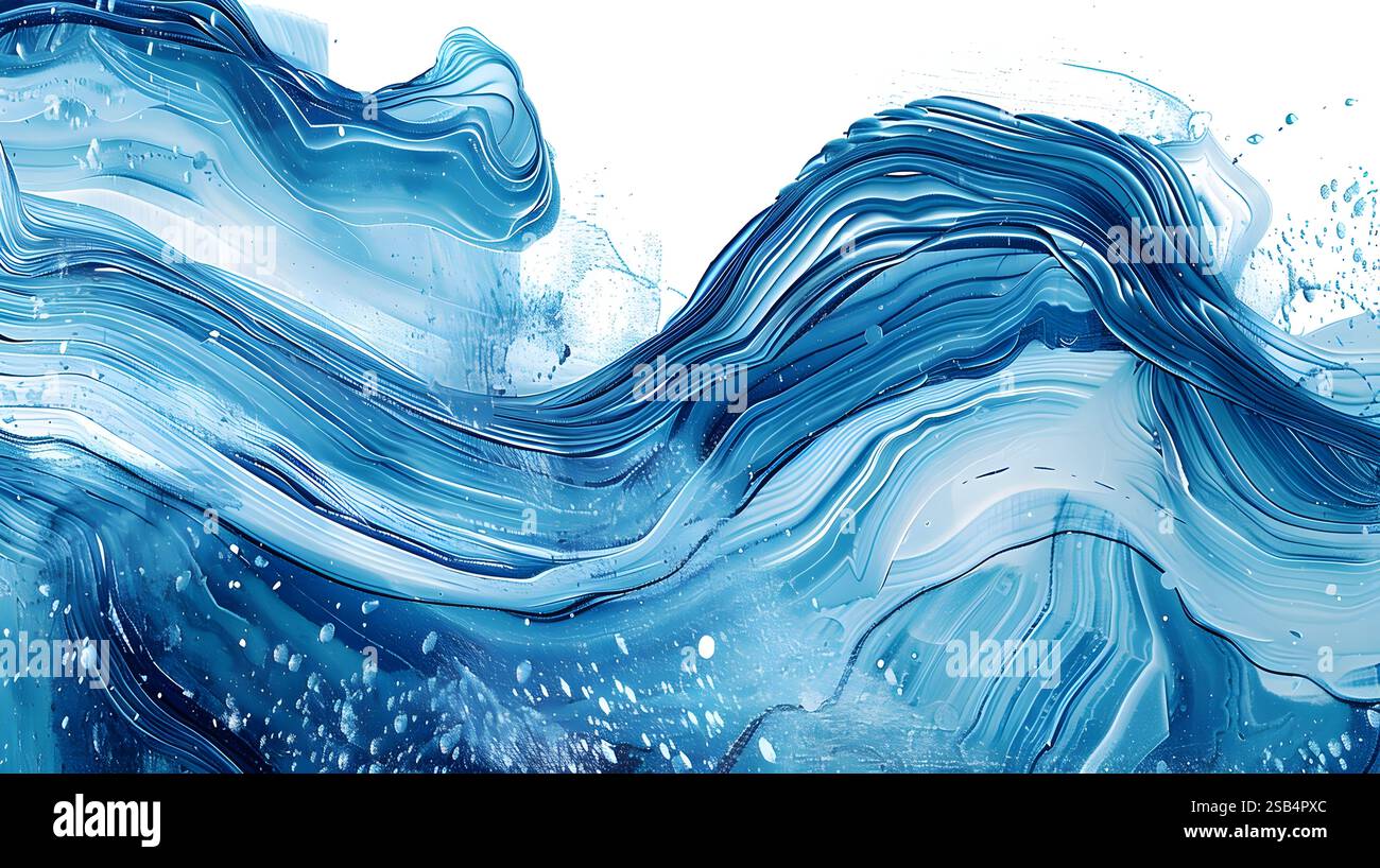 This abstract of ocean waves is created using a single flowing line ...