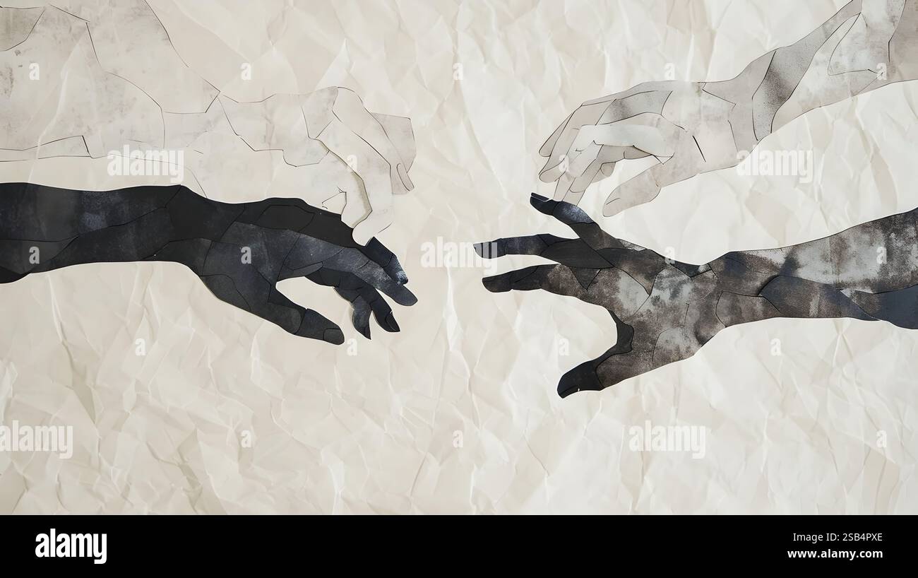 A simple yet profound one-line showcases interconnected human hands ...