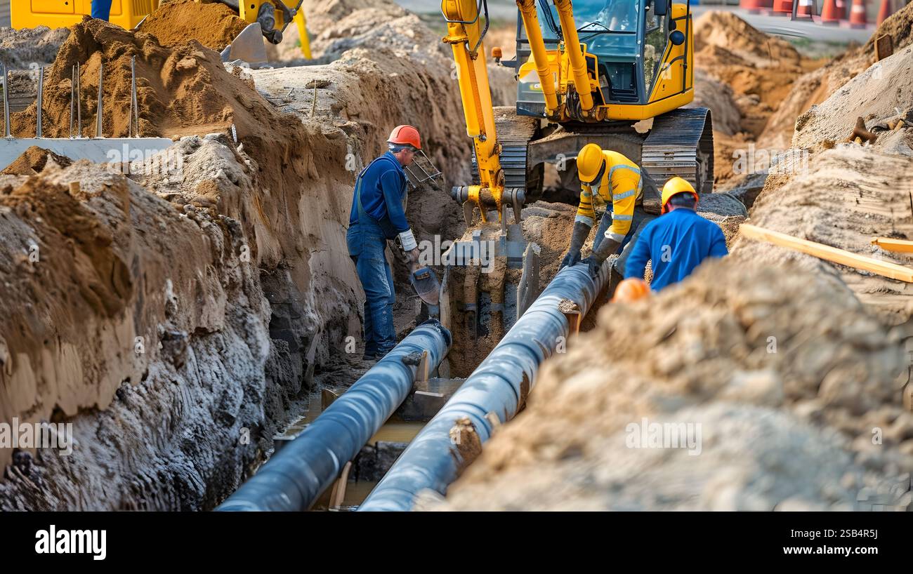 A dedicated construction team works in unison, combining machinery and ...