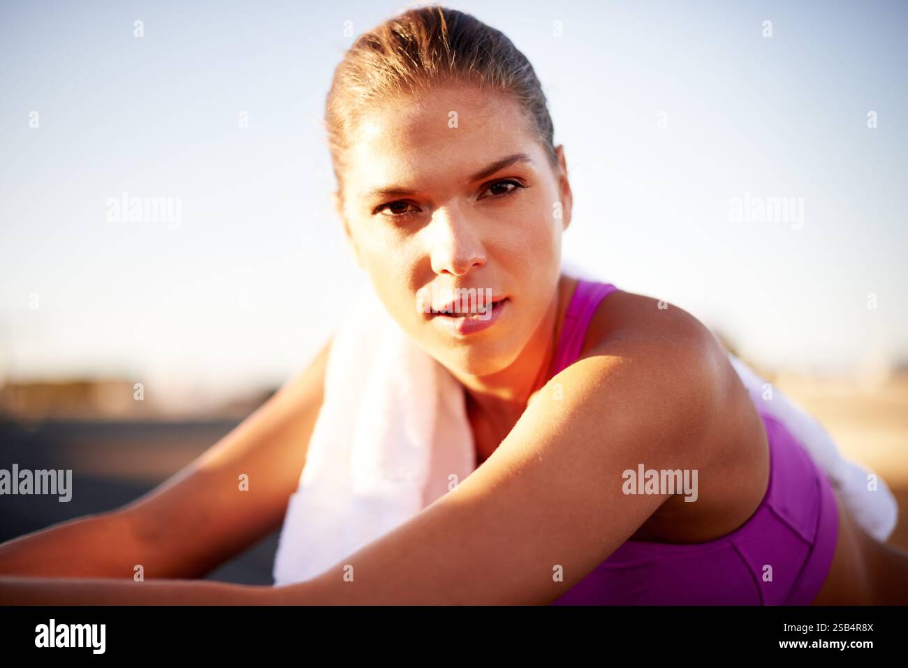 Serious, portrait and woman with towel, healthy and wellness for ...
