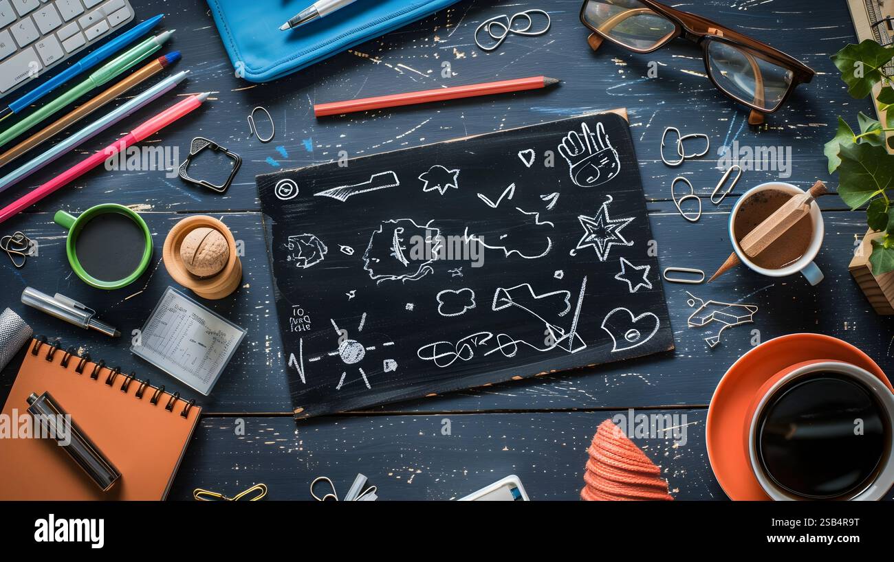 A chalkboard stands as a beacon of learning and productivity, with the ...