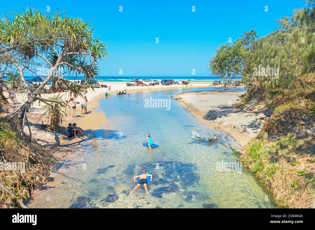 People enjoying Eli Creek, Great Sandy National Park, Fraser Island ...