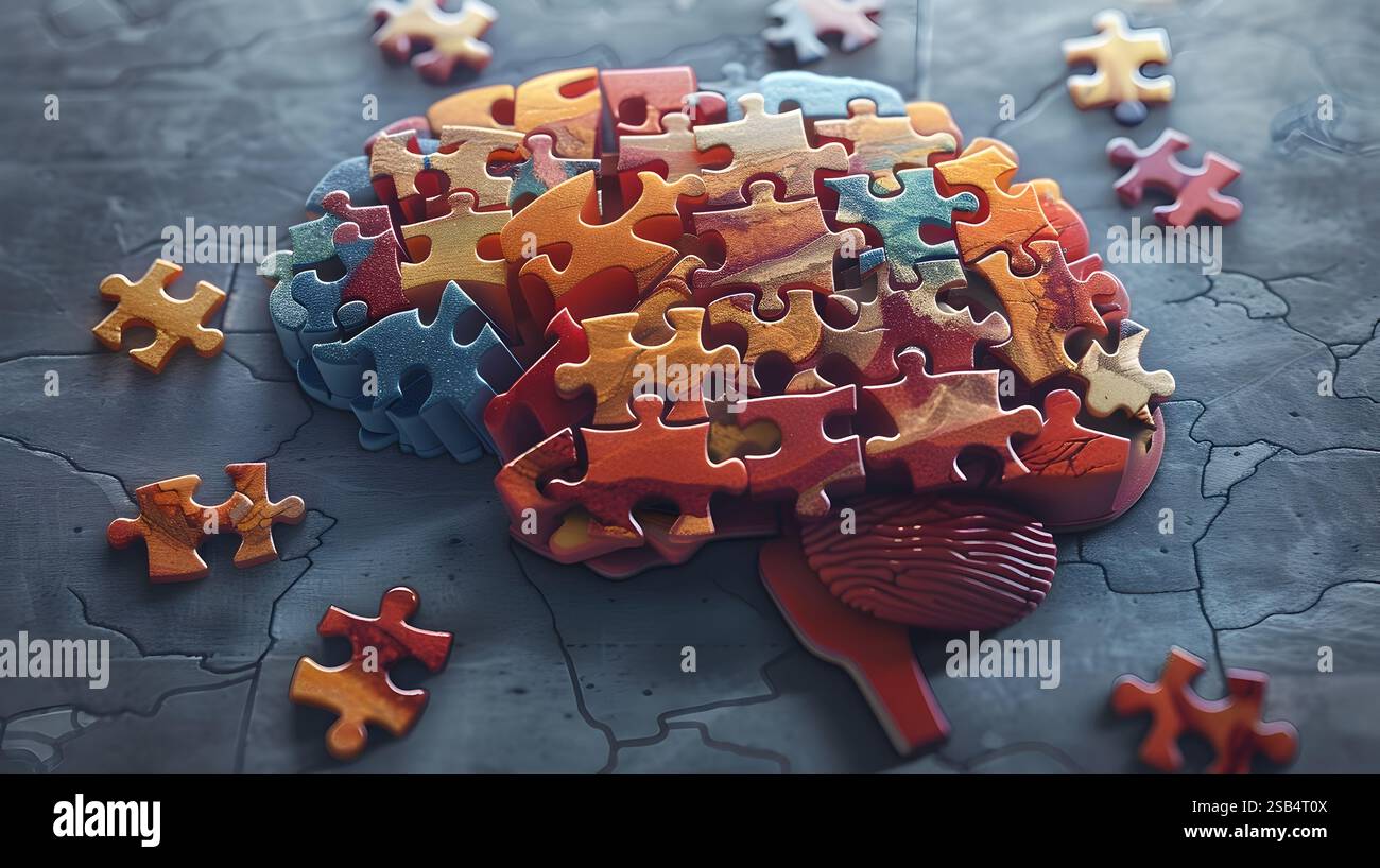 This interpretation of a human brain, constructed from jigsaw pieces ...