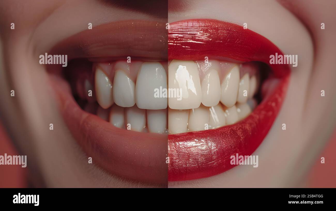 This captivating image presents a before and after comparison of teeth ...