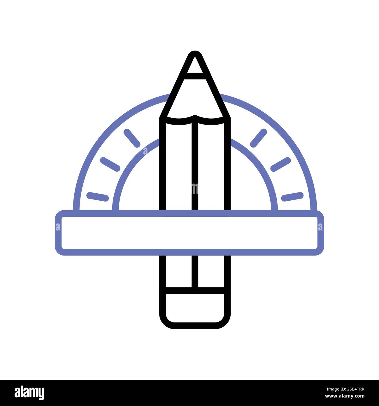 Check this carefully crafted icon of stationery, protractor with pencil ...