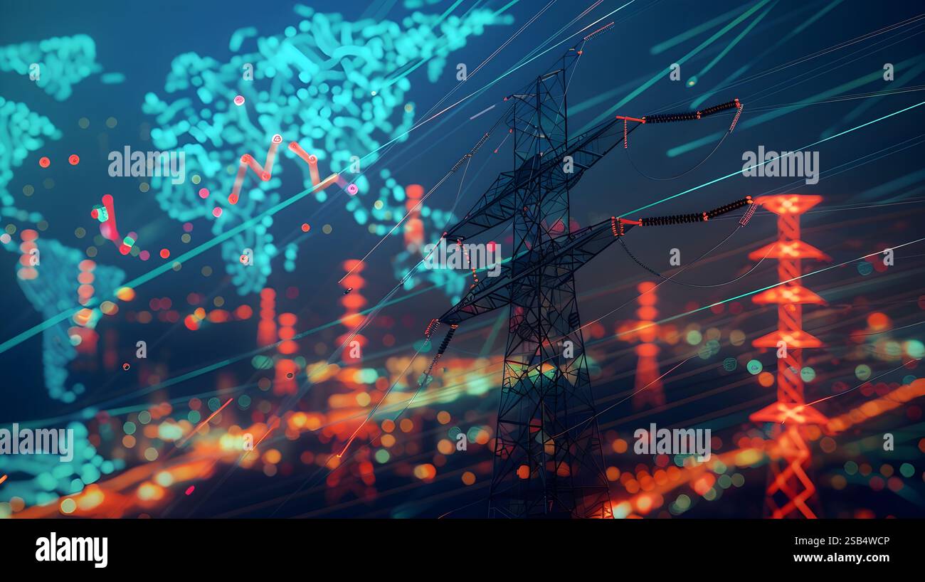This dramatic digital visualization showcases the soaring electricity ...
