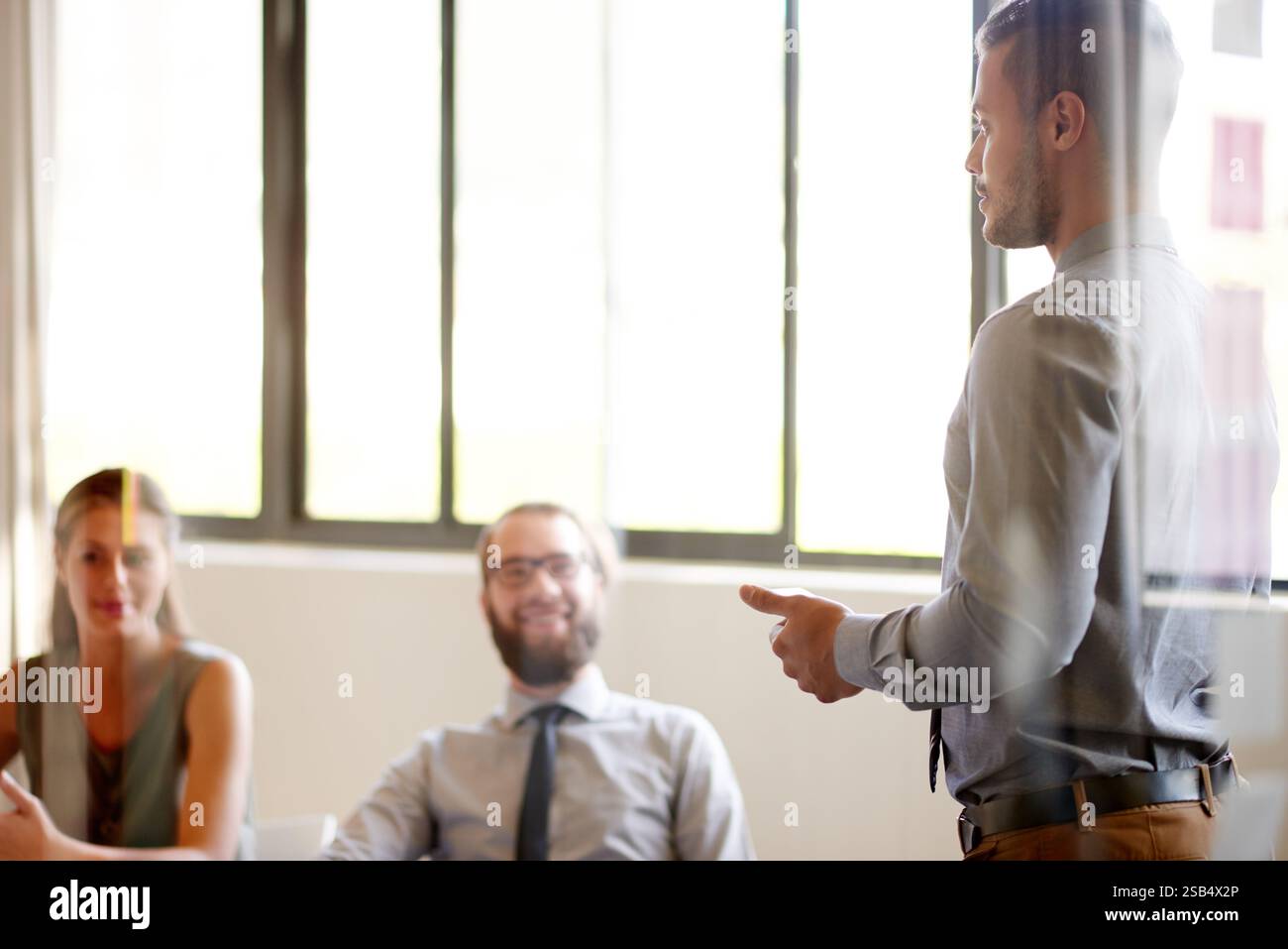 Business people, feedback and group with teamwork, presentation and ...