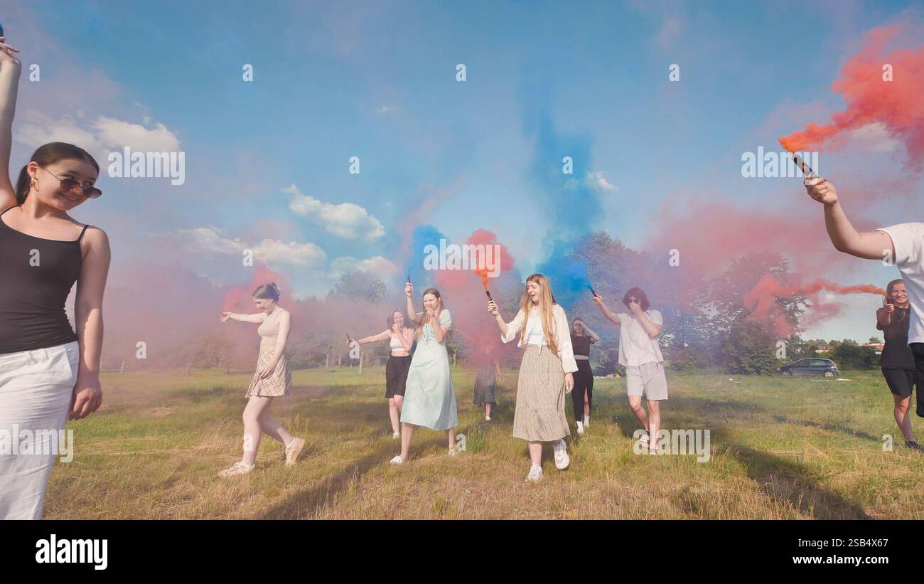 High school graduates enjoy a carefree summer day, celebrating their ...