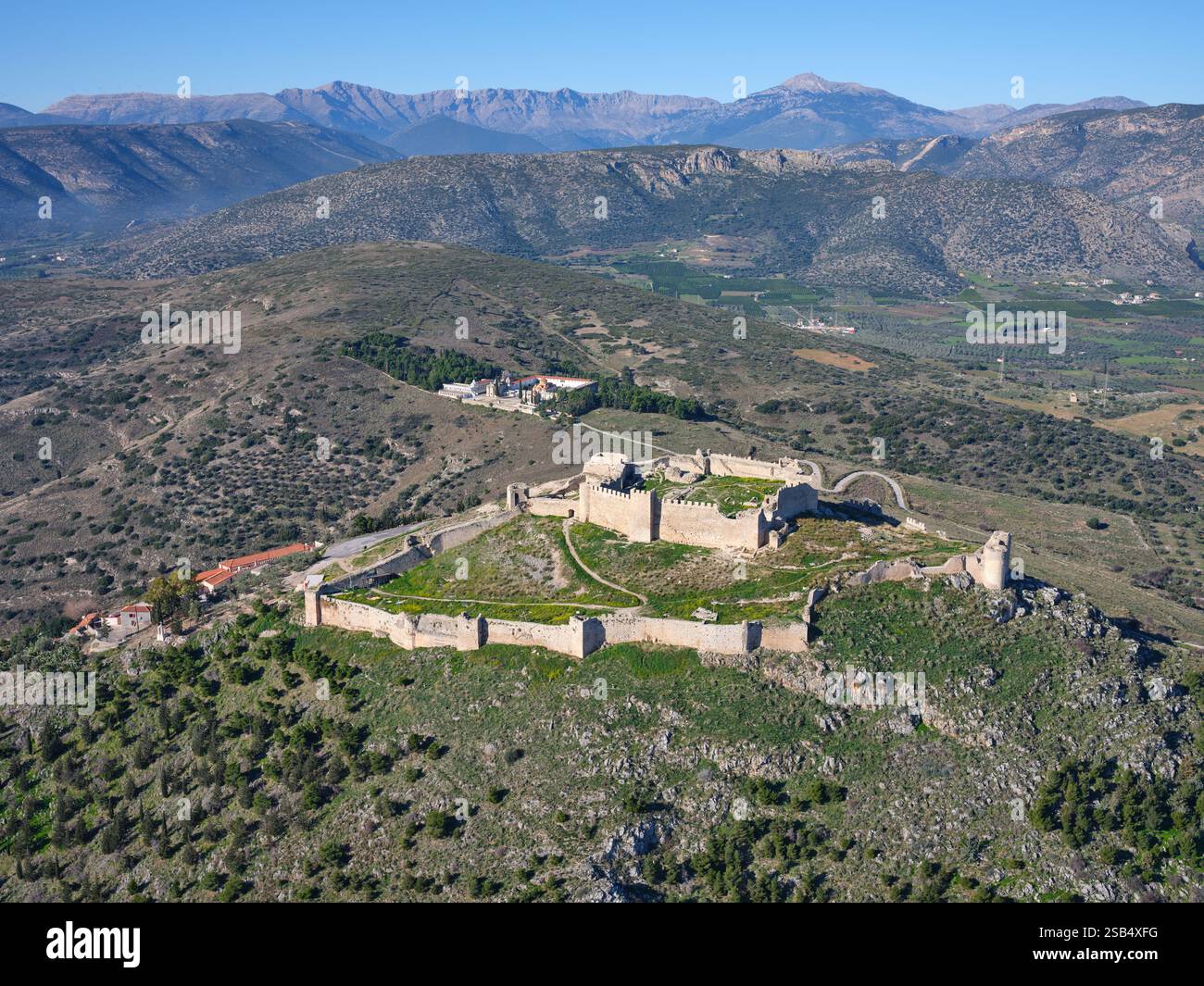 AERIAL VIEW. Larissa Argos Fortress. Argolis, Peloponnese, Greece Stock ...
