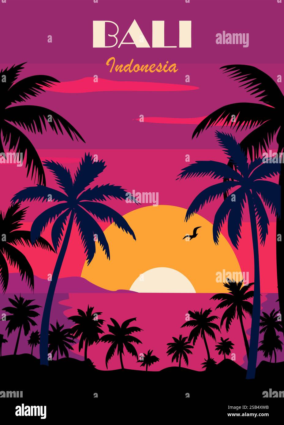 Bali, Indonesia travel poster in retro style Stock Vector Image & Art ...