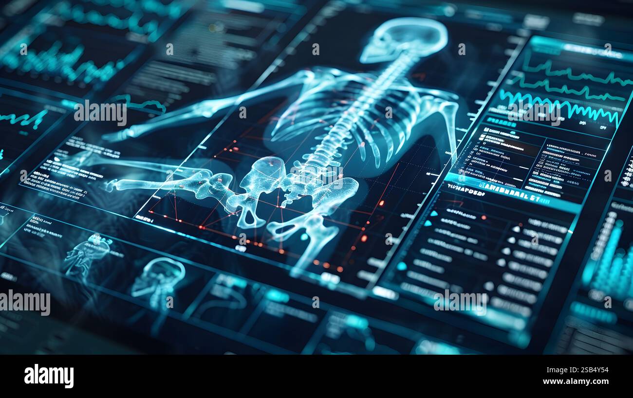 A detailed X-ray image is displayed on a digital screen, highlighting ...