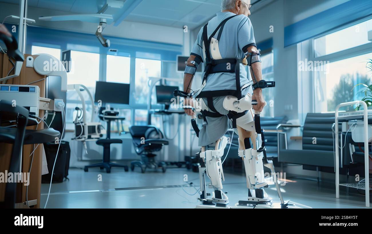 An elderly individual, benefiting from the of technology and healthcare ...