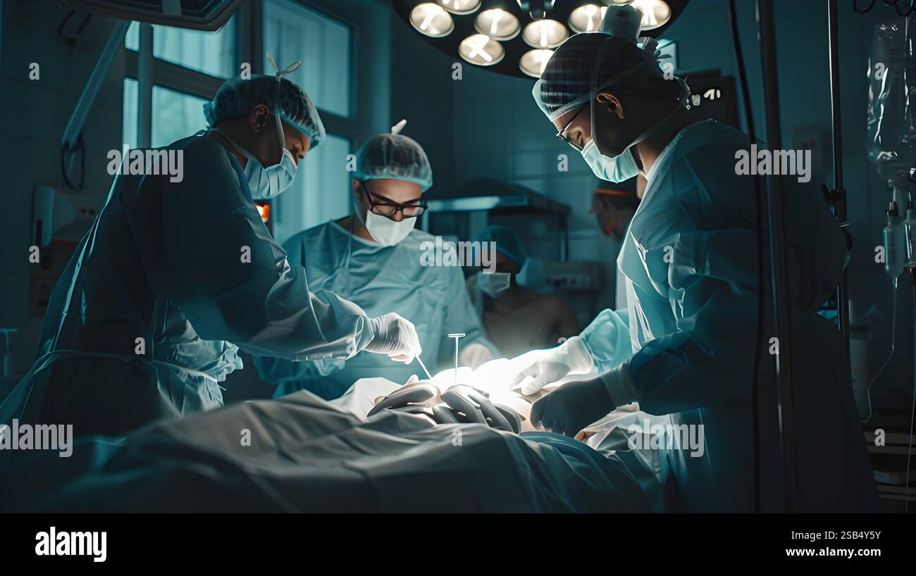 A dedicated medical team performs intricate bone surgery in a state-of ...