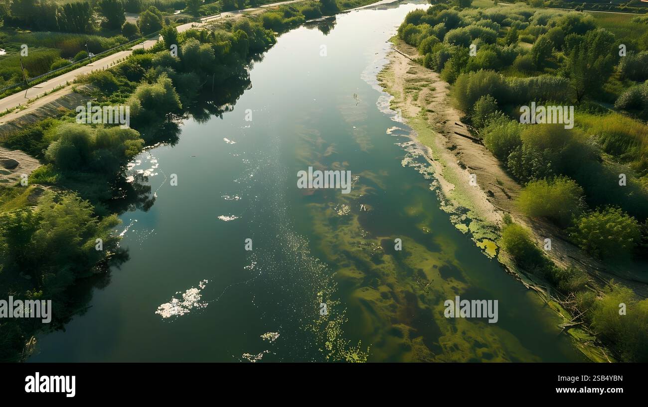 An environmental scientist is conducting water tests on a river flowing ...