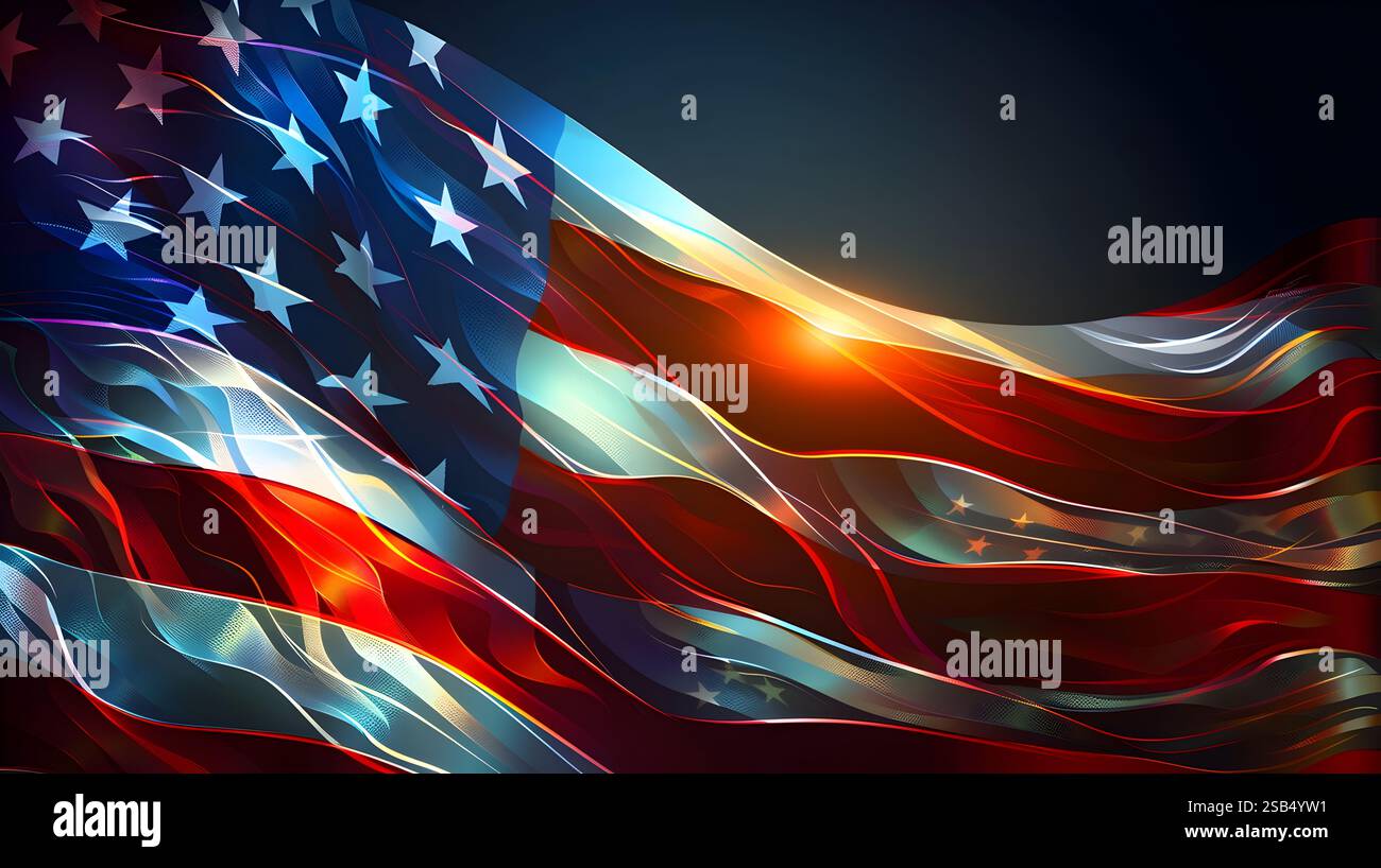 This stylized American flag features enhanced colors and dramatic ...