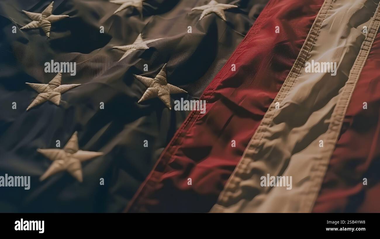 This digital showcases a high vibrant American flag, skillfully ...