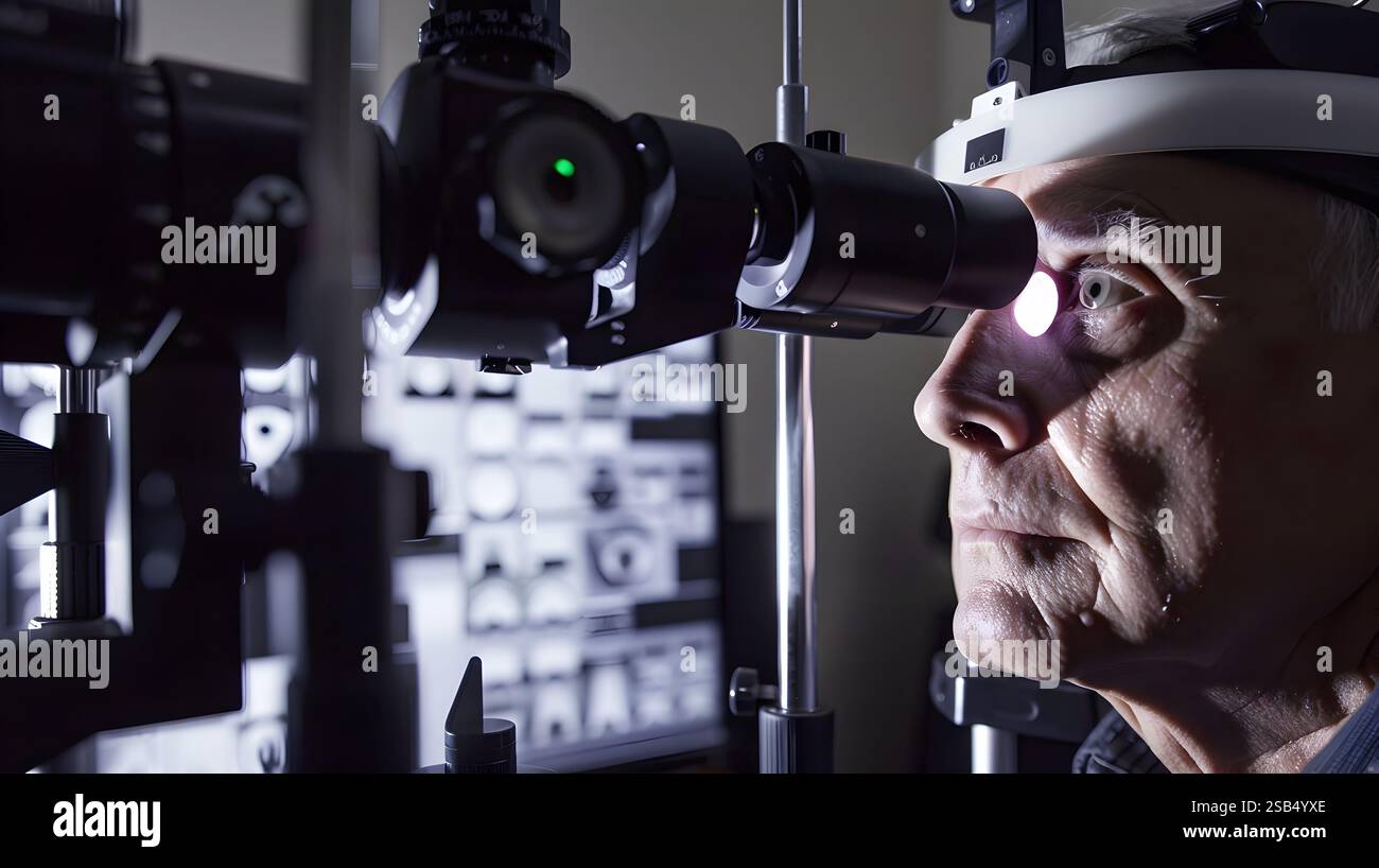 A patient undergoes a comprehensive eye examination, utilizing digital ...