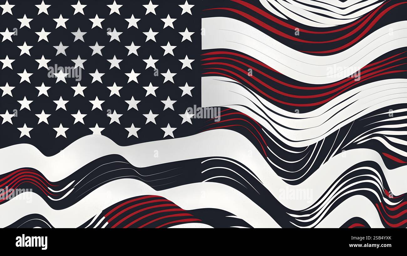 This minimalist American flag concept employs abstract linear elements ...