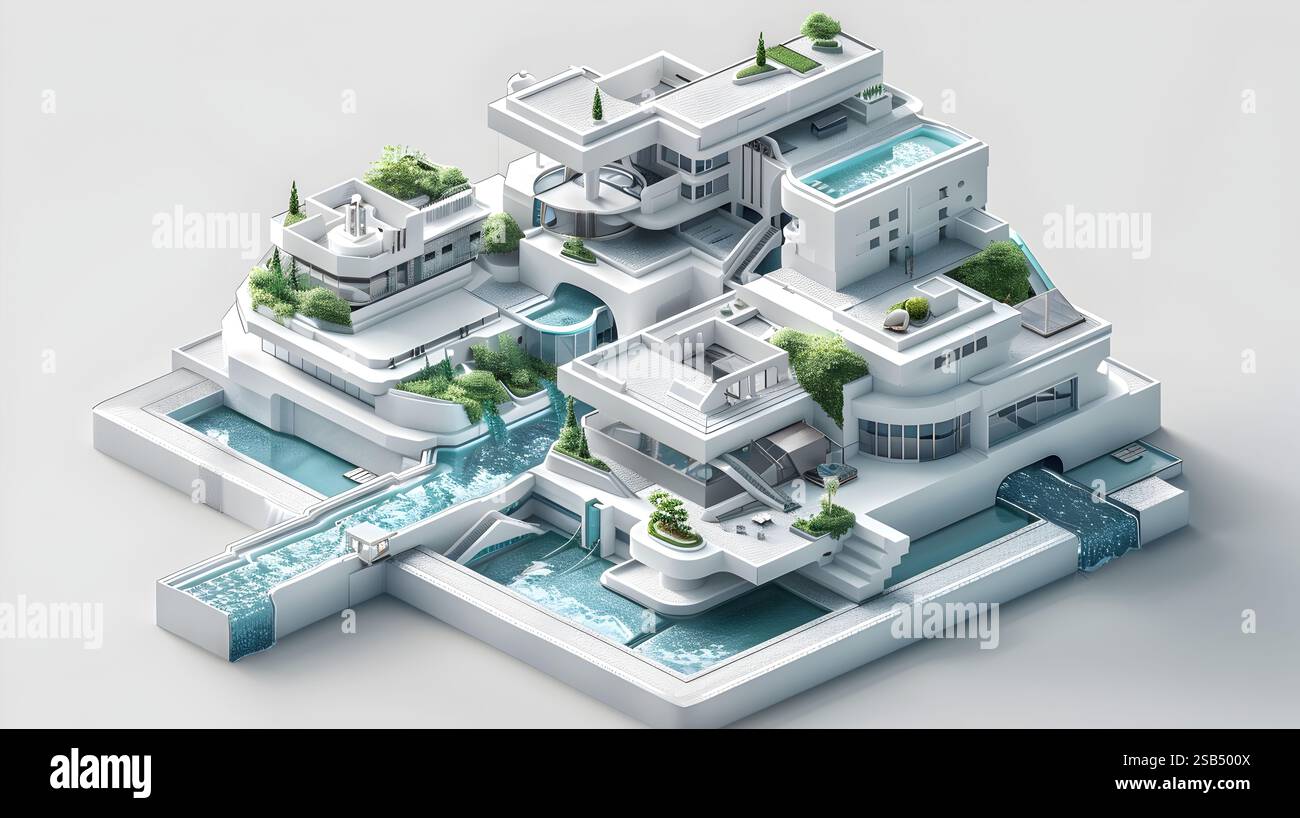 This captivating 3D model envisions an isometric architectural wonder ...