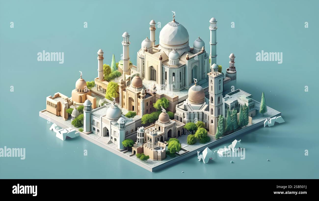 This captivating 3D model showcases a surreal urban design concept ...