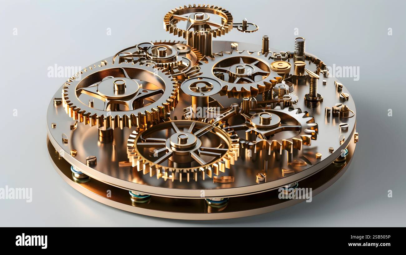 This isometric render unveils the exquisite details of a clockwork ...