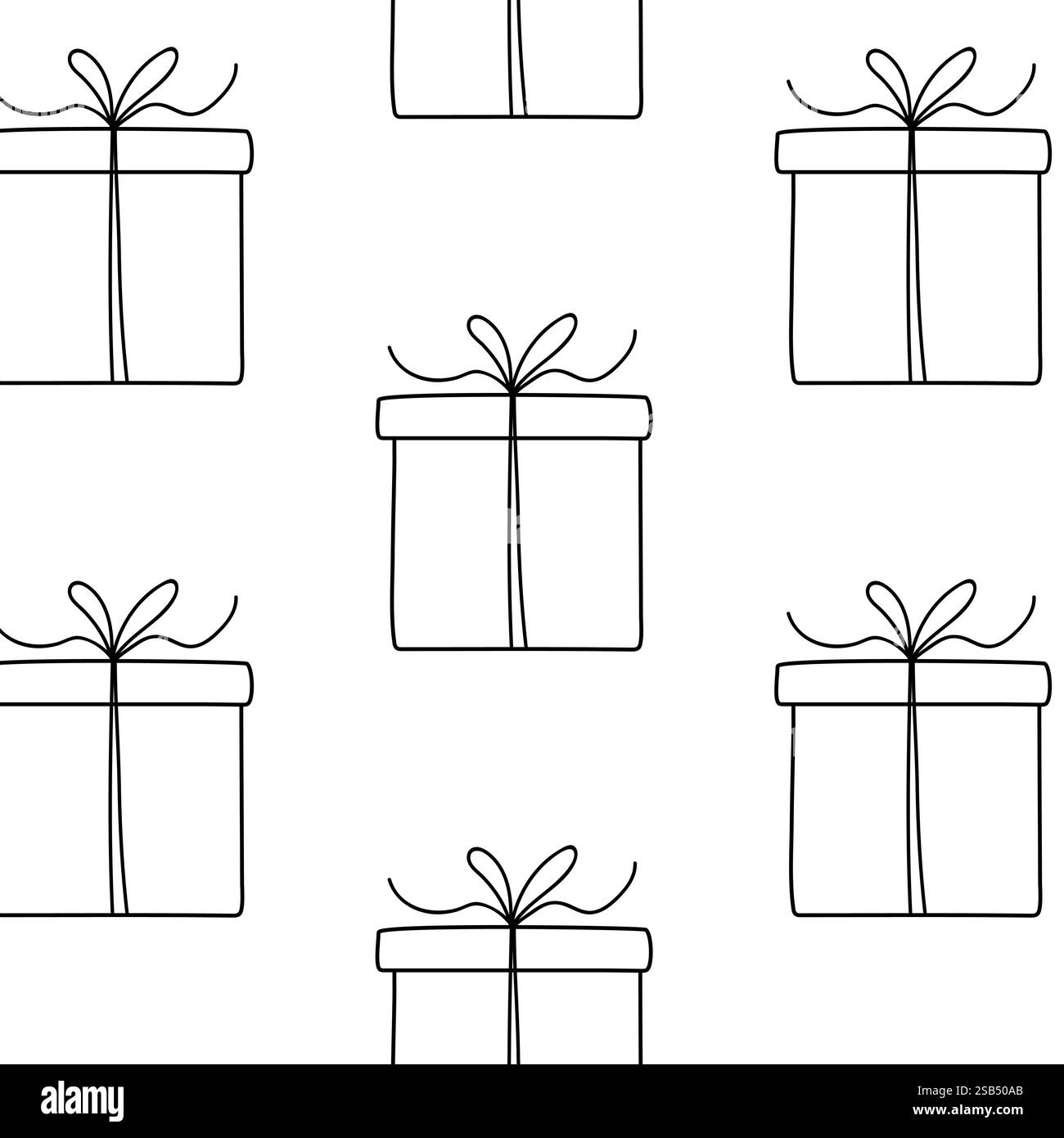 Delightful line drawings of gift boxes with bows create a festive and ...