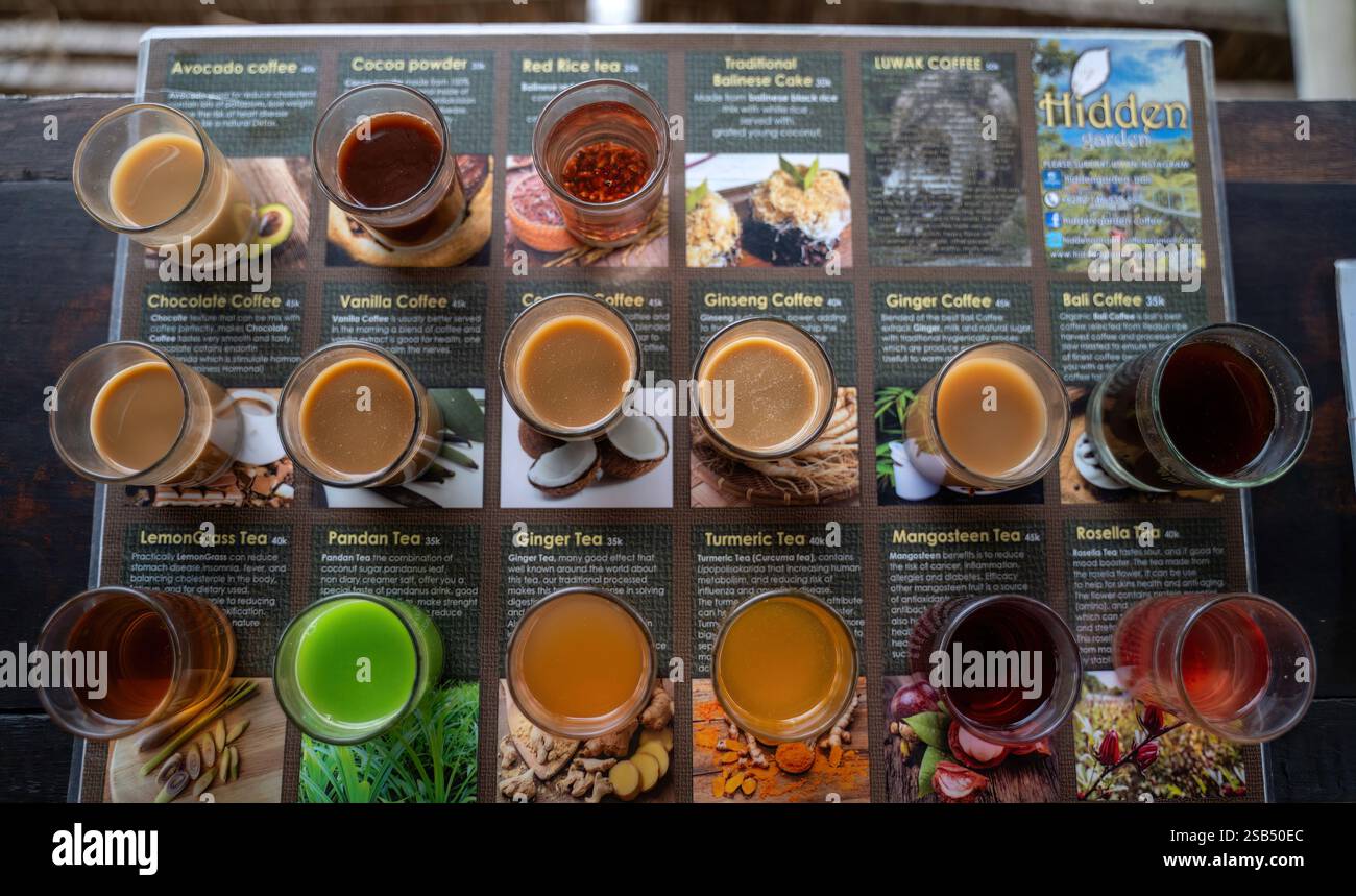 Bali, Indonesia - November 11, 2023: A variety of coffee and tea ...