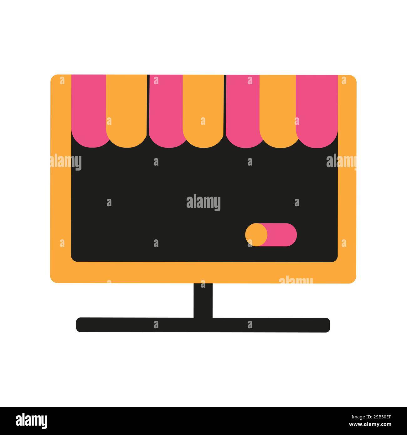 A colorful storefront displayed on a digital screen features bold ...