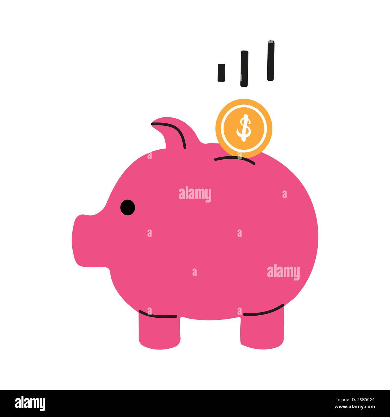 A pink piggy bank sits as a coin is placed into it, symbolizing the ...