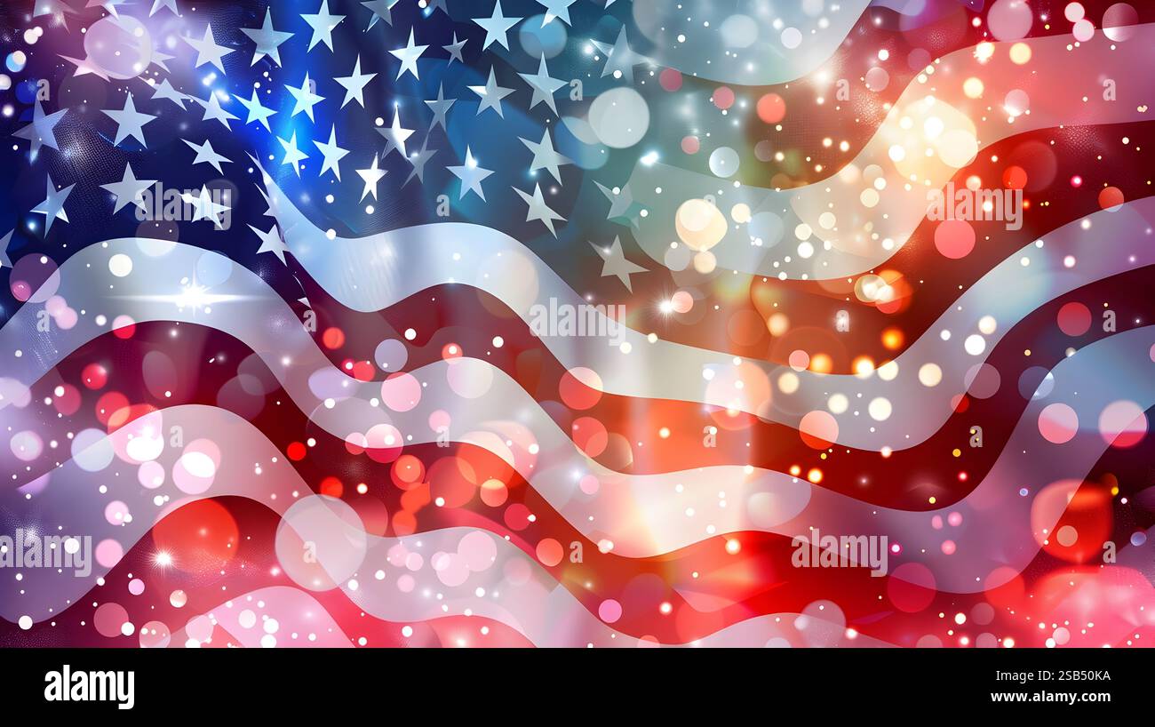 This creative banner design features an abstracted American flag motif ...