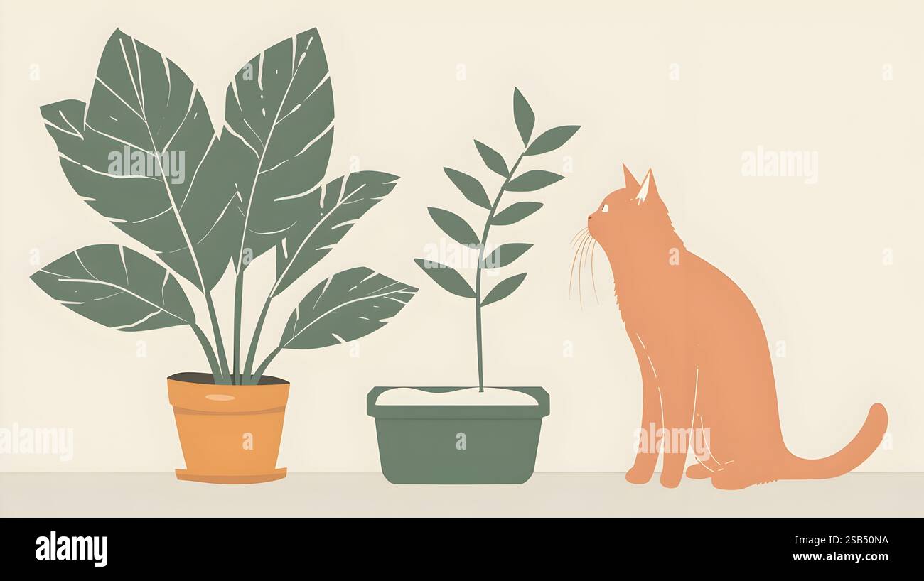 A simple yet elegant drawing of a cat examining its litter box ...