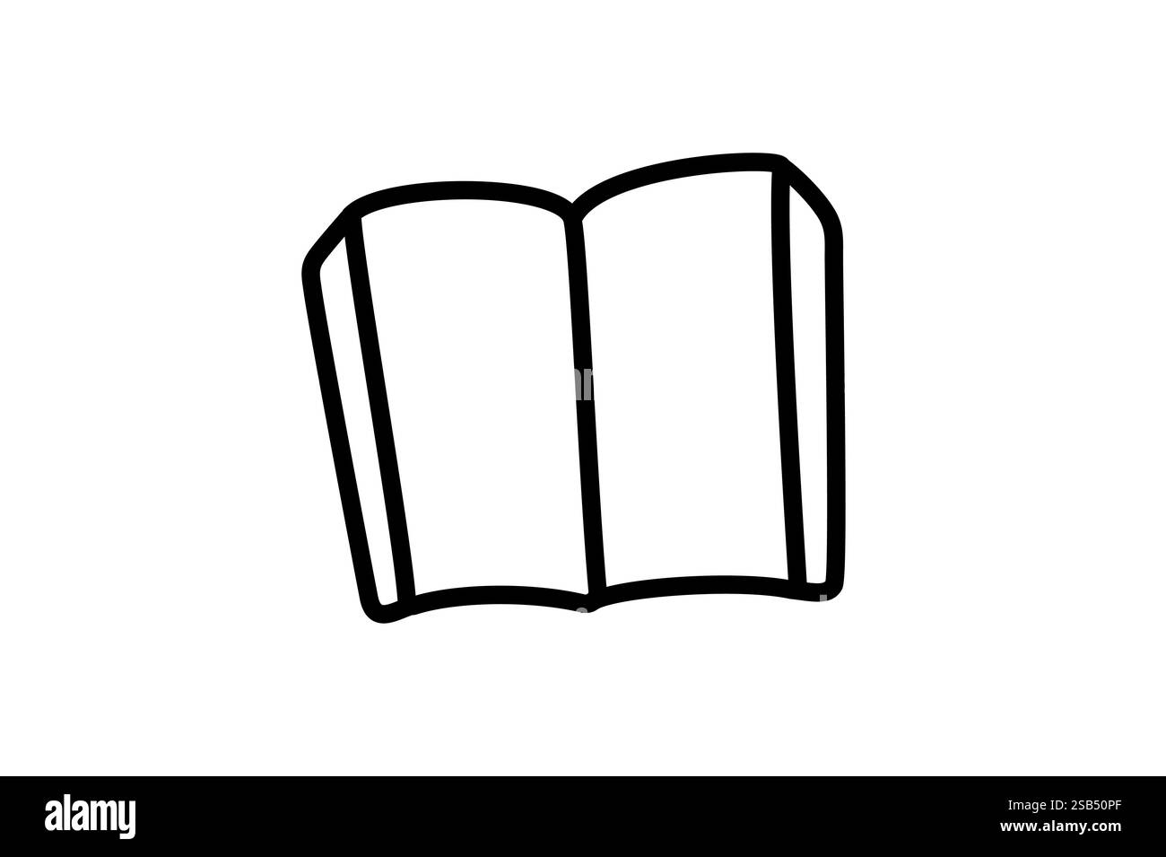 Book. Simple outline drawing of opened book, doodle. Vector hand drawn ...