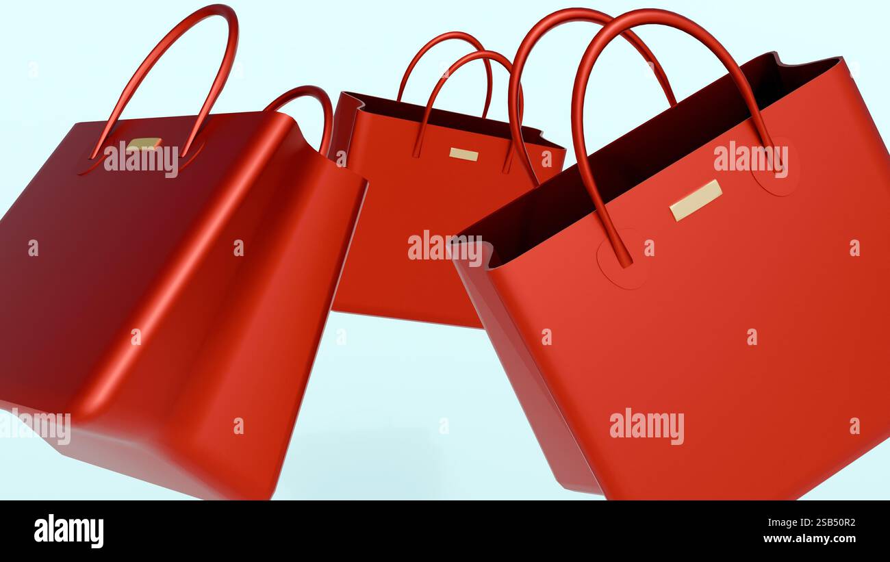 3d rendering of scarlet red bags, with their sleek design and vibrant ...