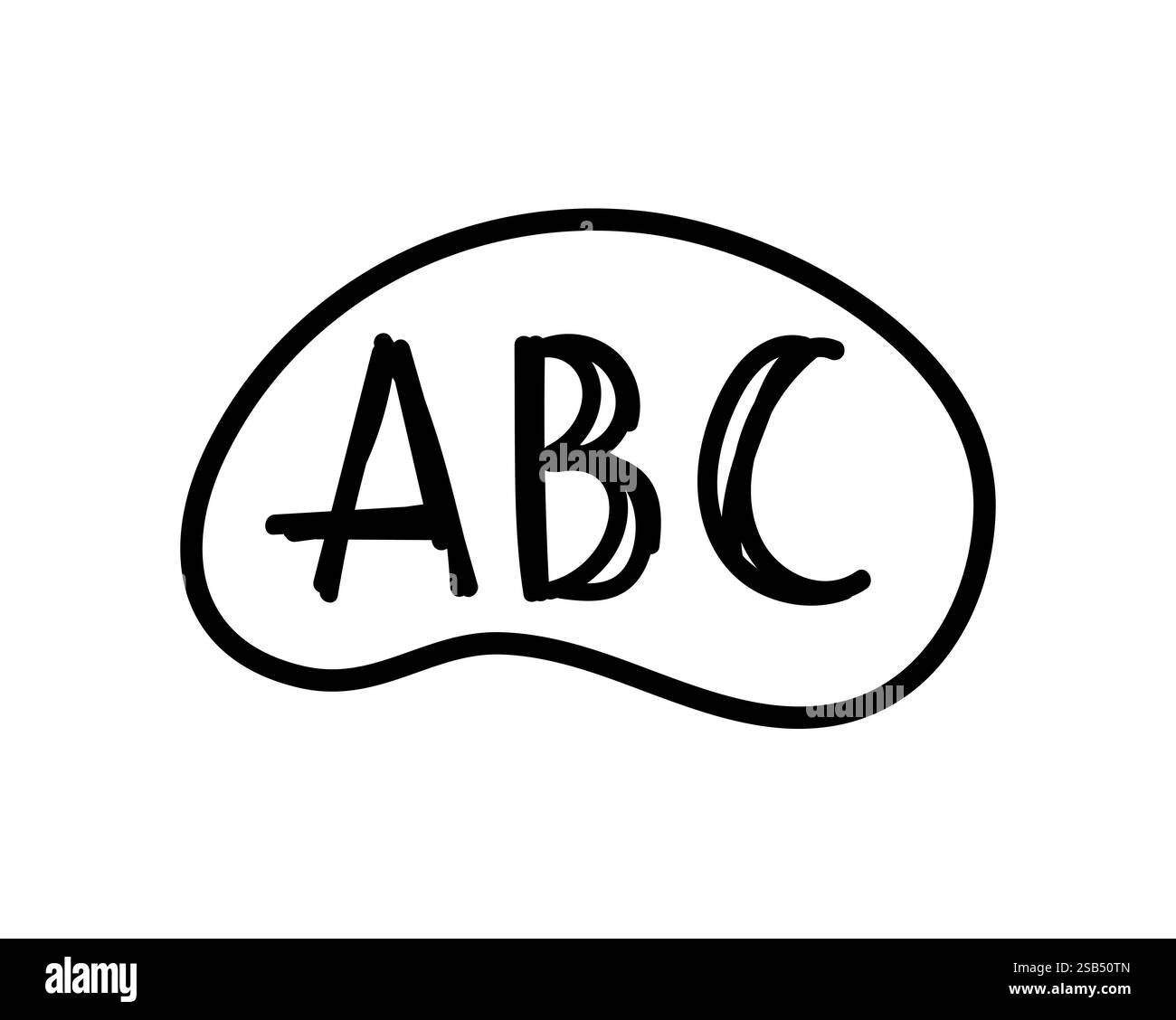 ABC letters in speech bubble. Doodle school element. Back to school ...