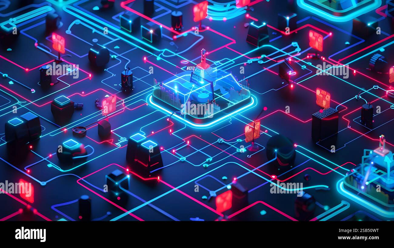 This isometric diagram offers a comprehensive view of a cybersecurity ...