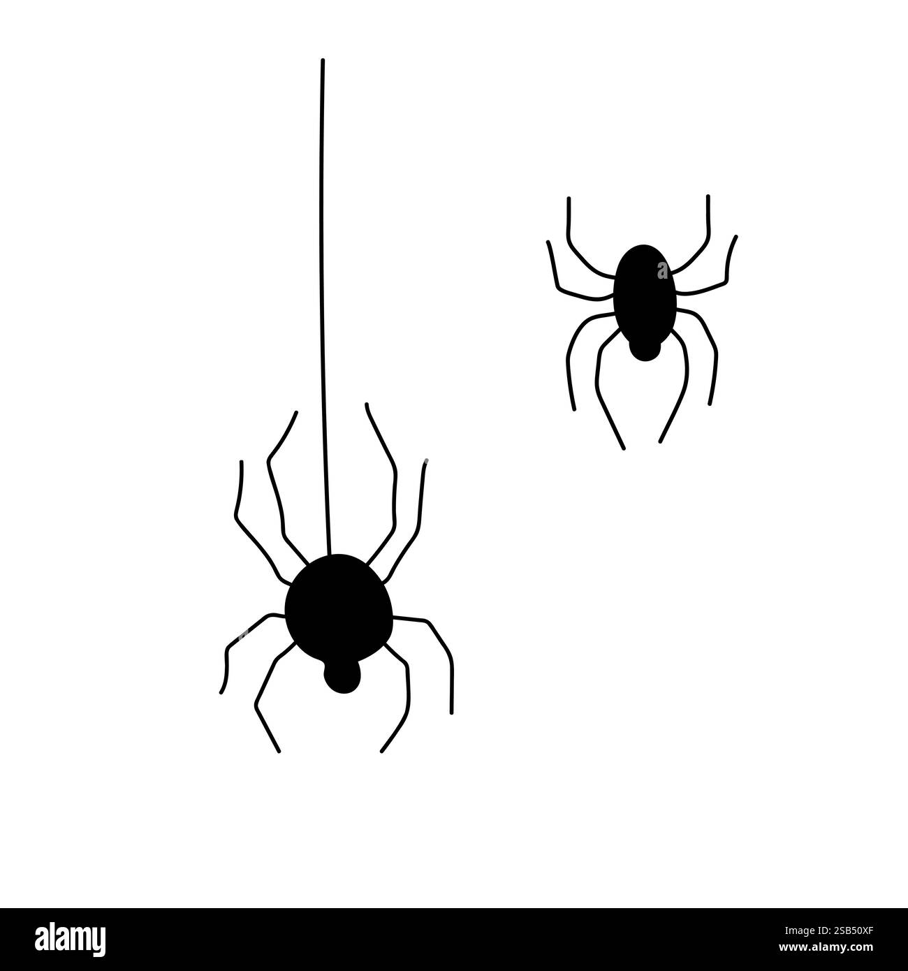 Spider hanging on cobweb. Halloween character. Vector illustration.e ...