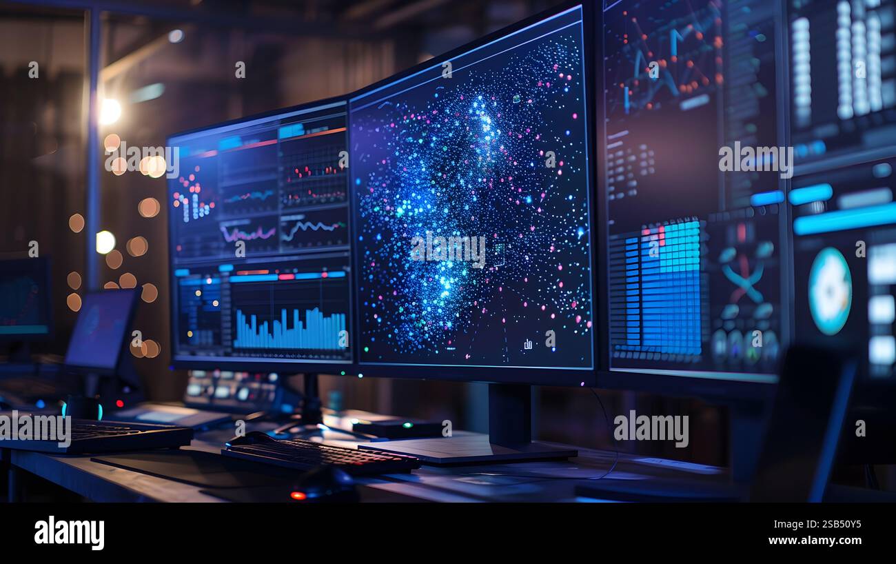 A detailed and vibrant isometric scatter plot is prominently displayed ...