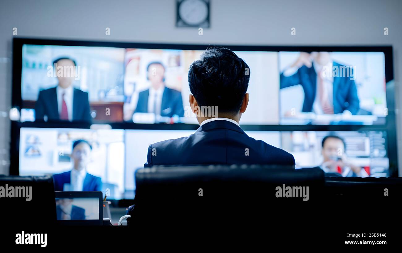 An image displaying a virtual meeting of an international team ...