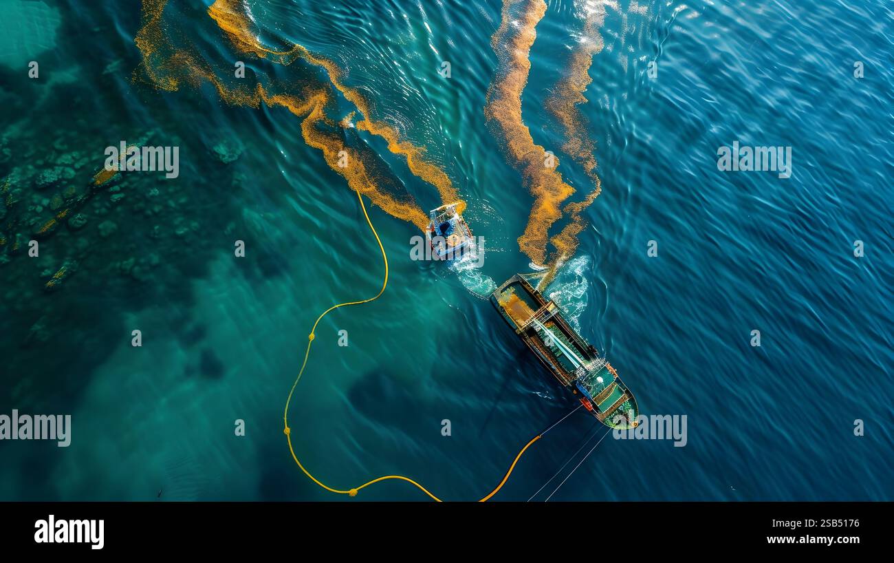 A close-up view of a marine vessel's refueling process, demonstrating ...